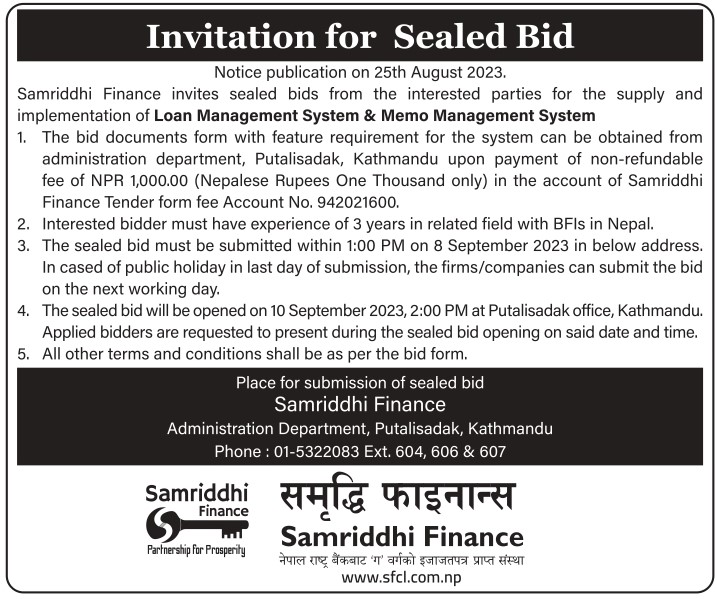 INVITATION FOR SEALED BID